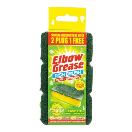 Elbow Grease Dish Brush Refill Sponges, 3 Pack | Supamart Uk